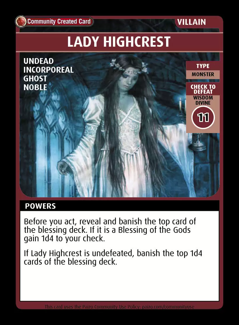 Lady Highcrest - Custom Card - Paizo | Pathfinder Adventure Card Game Community Cards | DriveThruRPG