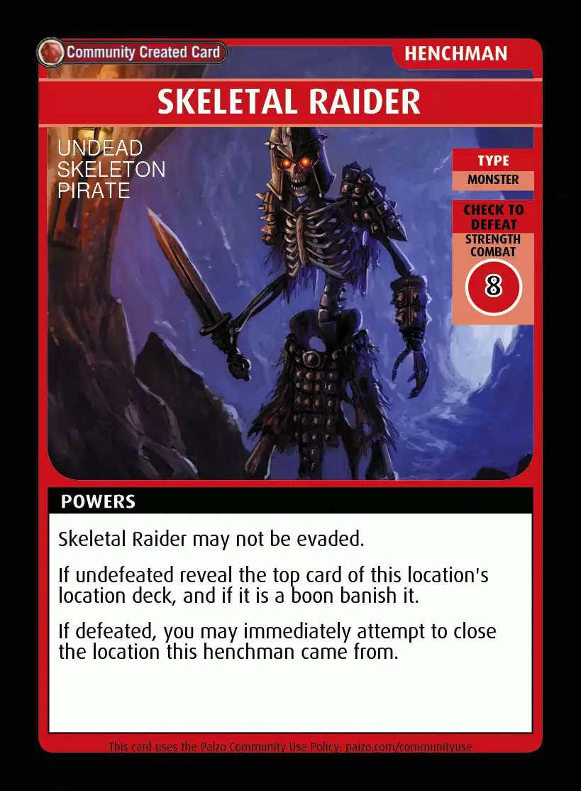 Skeletal Raider - Custom Card - Paizo | Pathfinder Adventure Card Game ...