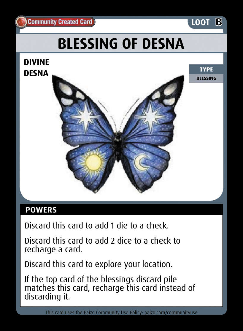 Blessing Of Desna - Custom Card - Paizo | Pathfinder Adventure Card ...