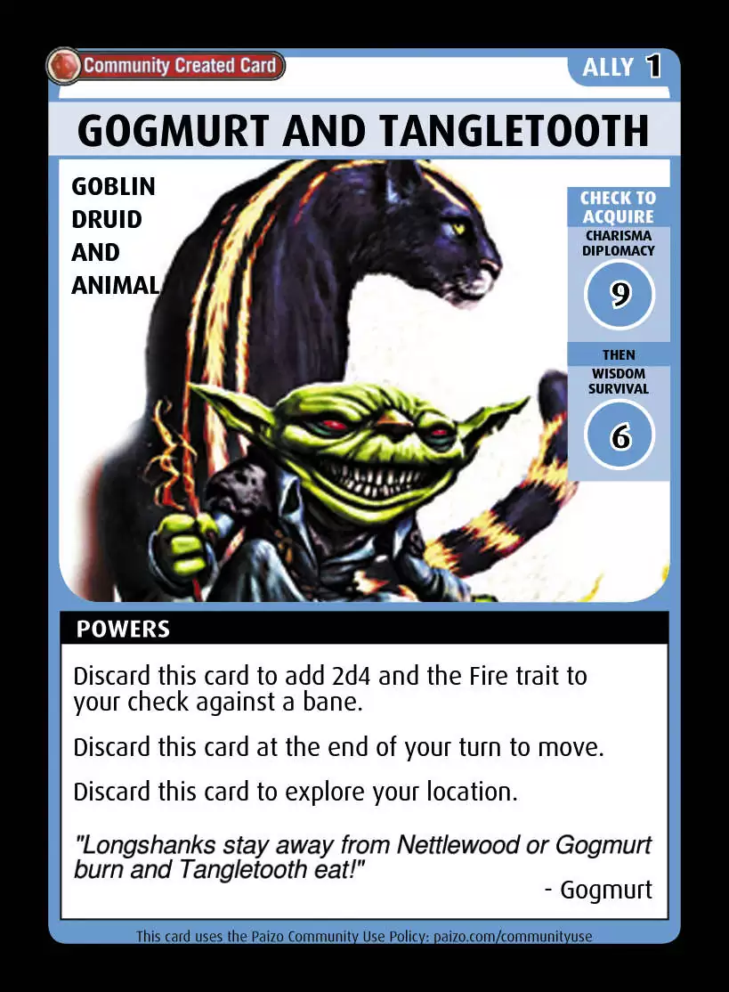 Gogmurt And Tangletooth - Custom Card - Paizo | Pathfinder Adventure ...