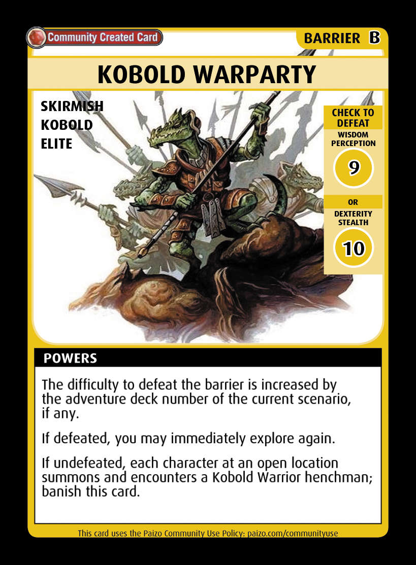Kobold Warparty - Custom Card - Paizo | Pathfinder Adventure Card Game ...