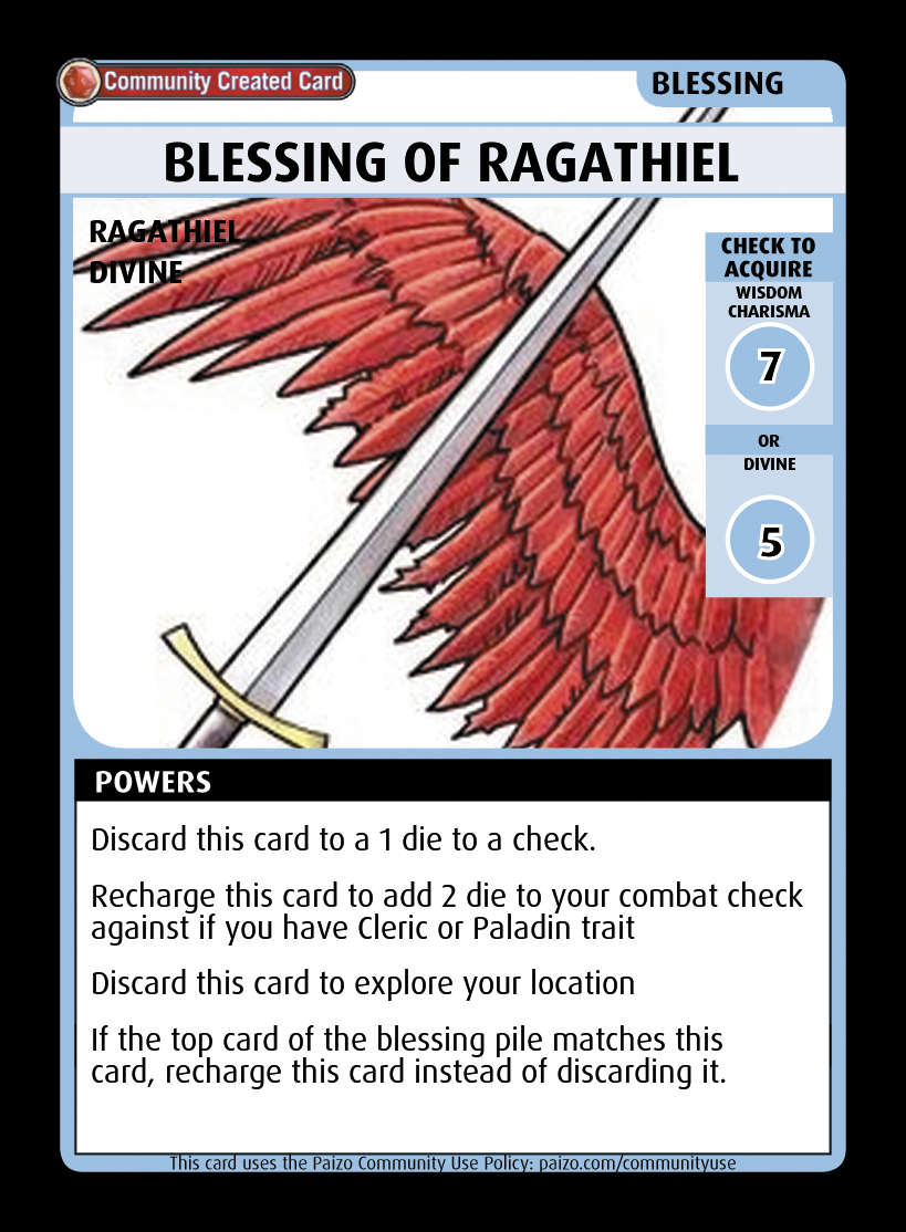 Blessing Of Ragathiel - Custom Card - Paizo | Pathfinder Adventure Card ...