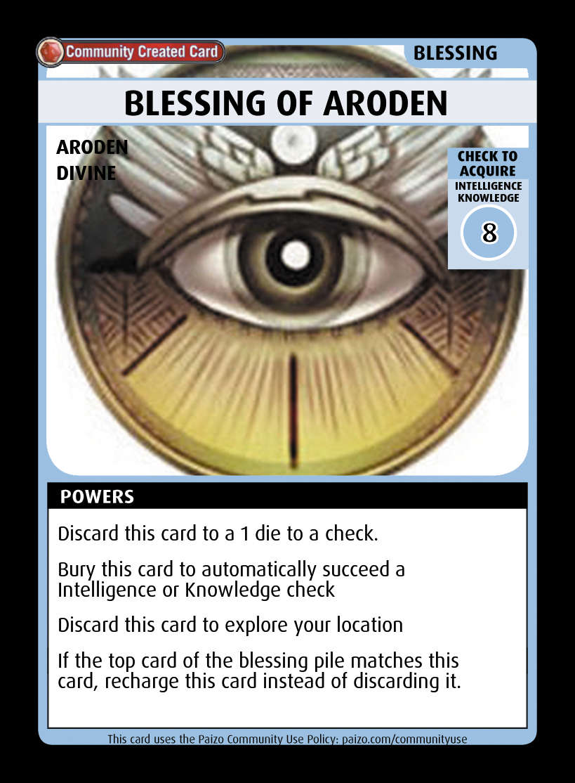 Blessing Of Aroden - Custom Card - Paizo | Pathfinder Adventure Card ...