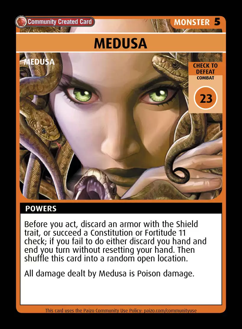Medusa - Custom Card - Paizo | Pathfinder Adventure Card Game Community Cards | DriveThruRPG