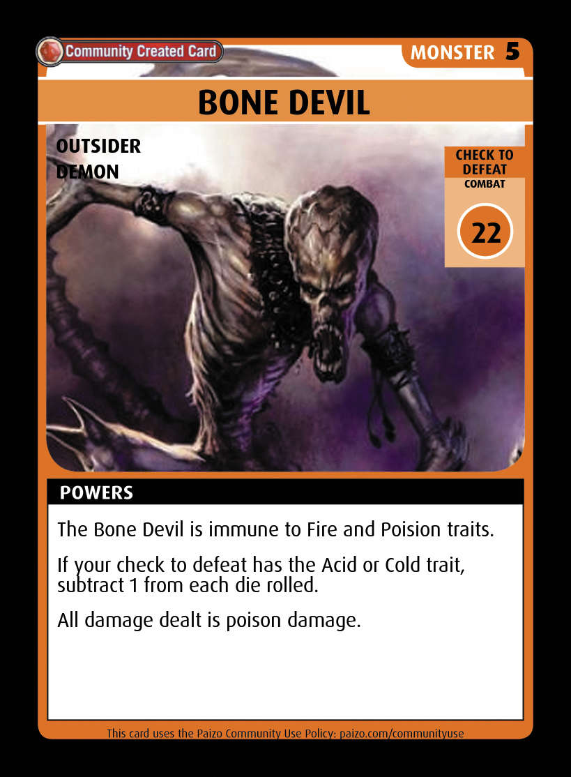 Bone Devil - Custom Card - Paizo | Pathfinder Adventure Card Game ...