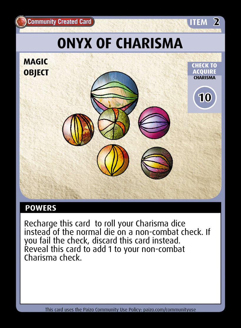 Onyx Of Charisma - Custom Card - Paizo | Pathfinder Adventure Card Game ...