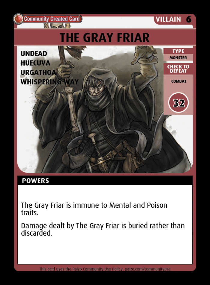 The Gray Friar - Custom Card - Paizo | Pathfinder Adventure Card Game ...