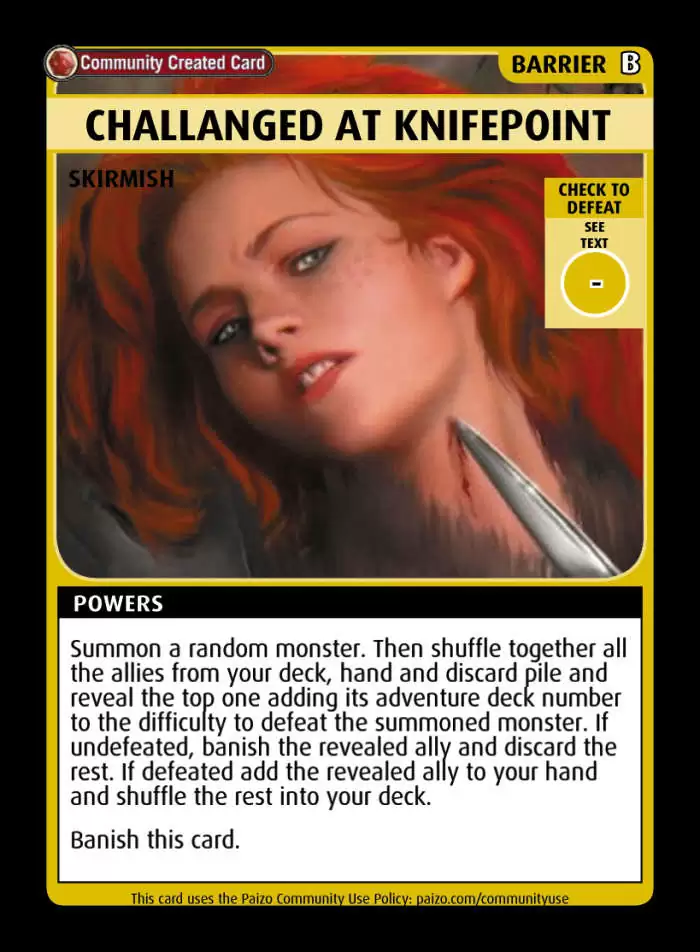Challanged At Knifepoint - Custom Card - Paizo | Pathfinder Adventure ...