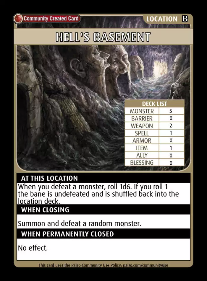 Hell's Basement - Custom Card - Paizo | Pathfinder Adventure Card Game ...
