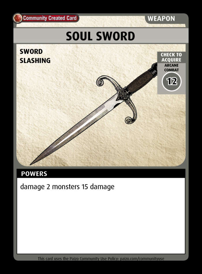 Soul Sword - Custom Card - Paizo | Pathfinder Adventure Card Game ...
