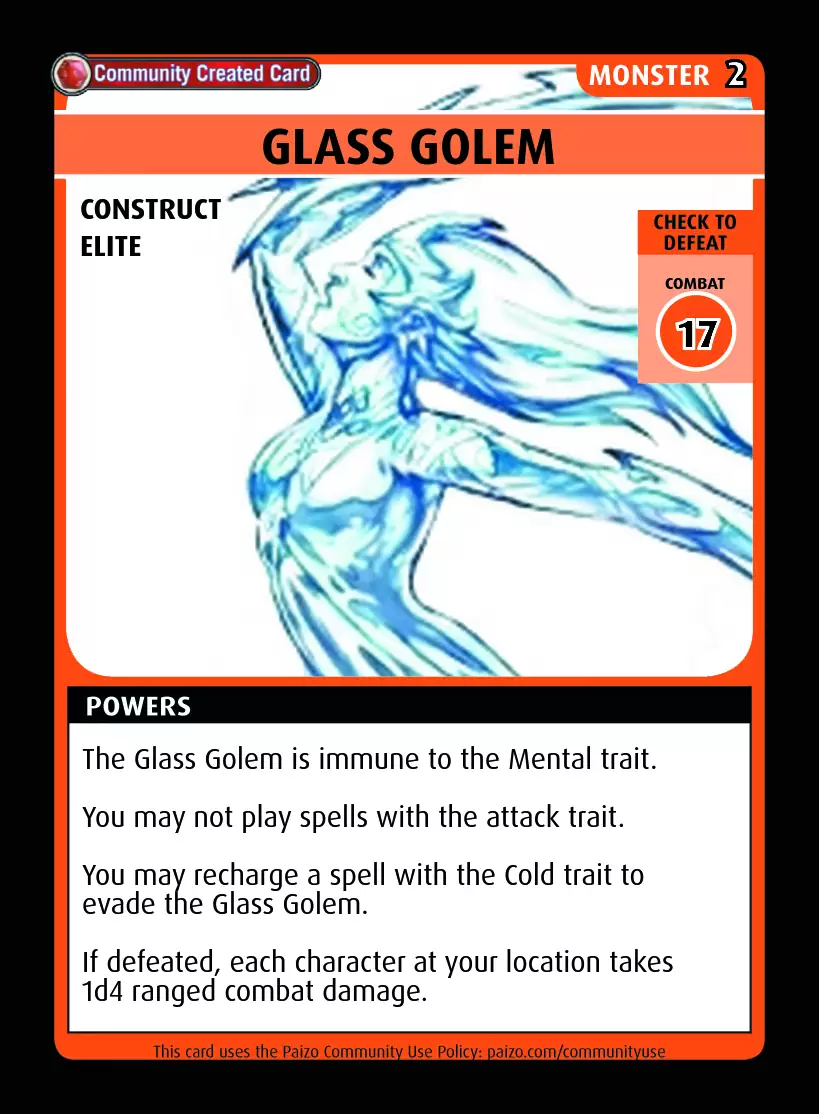 Glass Golem - Custom Card - Paizo | Pathfinder Adventure Card Game ...