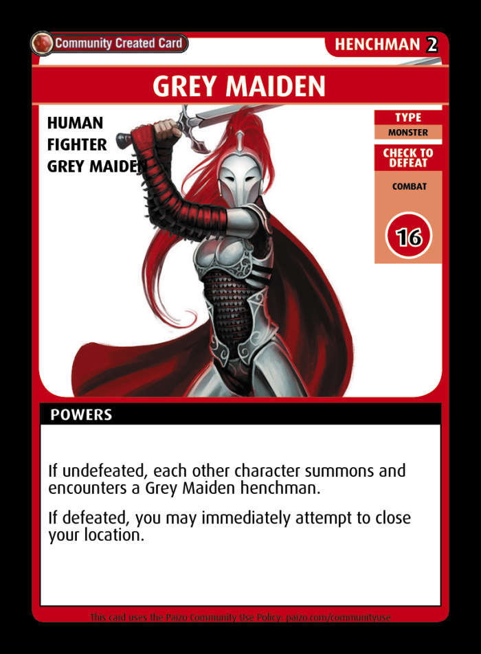 Grey Maiden - Custom Card - Paizo | Pathfinder Adventure Card Game ...