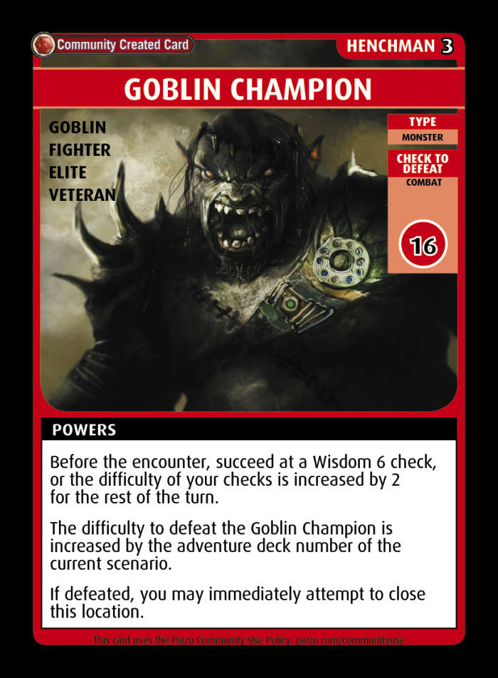 Goblin Champion - Custom Card - Paizo | Pathfinder Adventure Card Game ...
