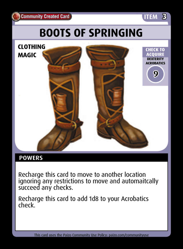 Boots Of Springing - Custom Card - Paizo | Pathfinder Adventure Card ...