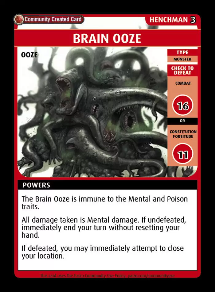 Brain Ooze - Custom Card - Paizo | Pathfinder Adventure Card Game ...