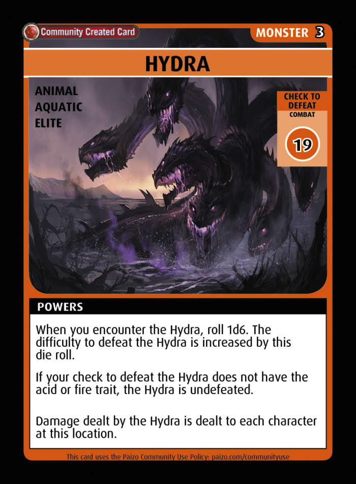 Hydra - Custom Card - Paizo | Pathfinder Adventure Card Game Community ...