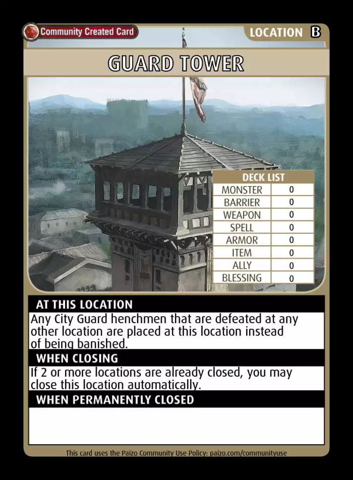 Guard Tower - Custom Card - Paizo | Pathfinder Adventure Card Game ...