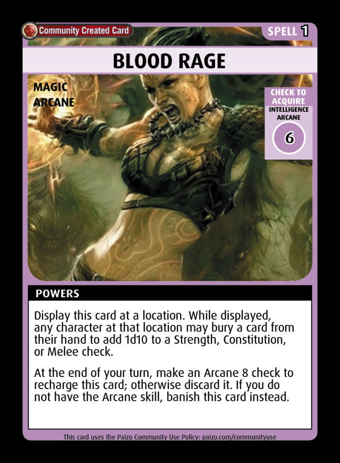 Blood Rage - Custom Card - Paizo | Pathfinder Adventure Card Game ...