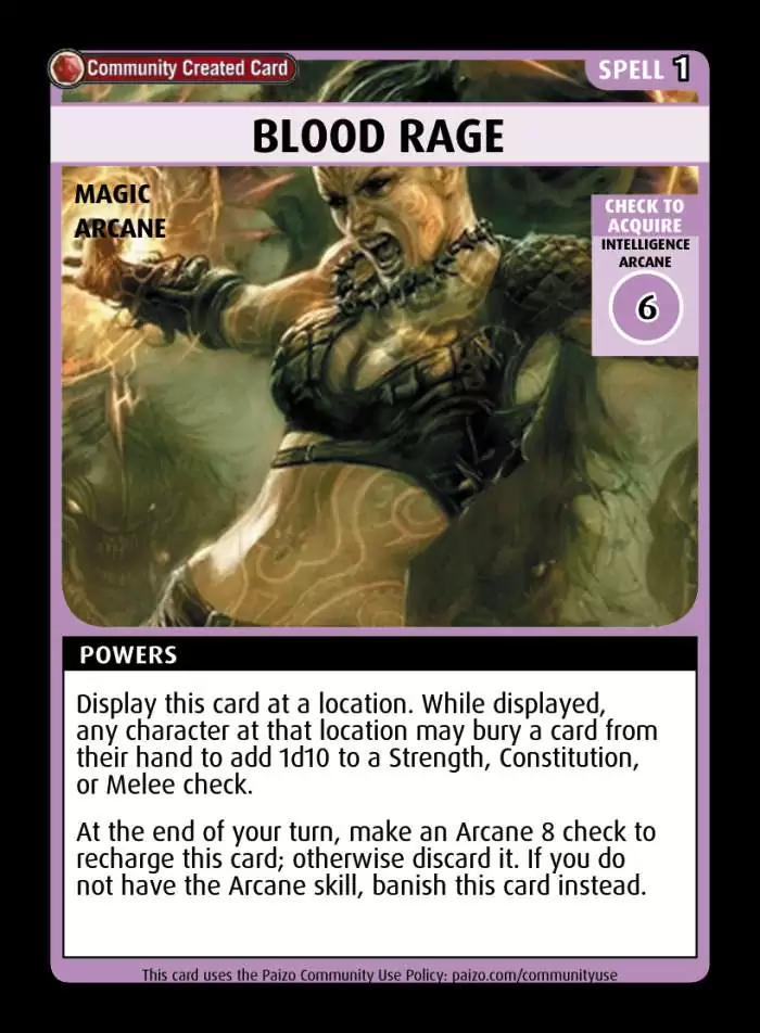 Blood Rage - Custom Card - Paizo | Pathfinder Adventure Card Game ...