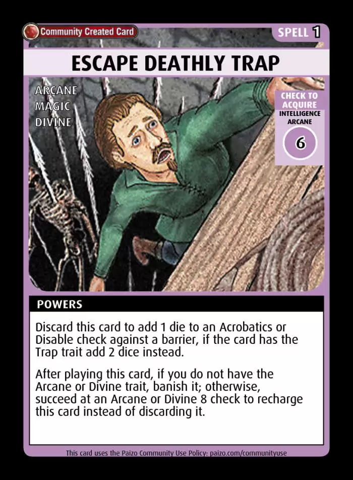 Escape Deathly Trap - Custom Card - Paizo | Pathfinder Adventure Card ...