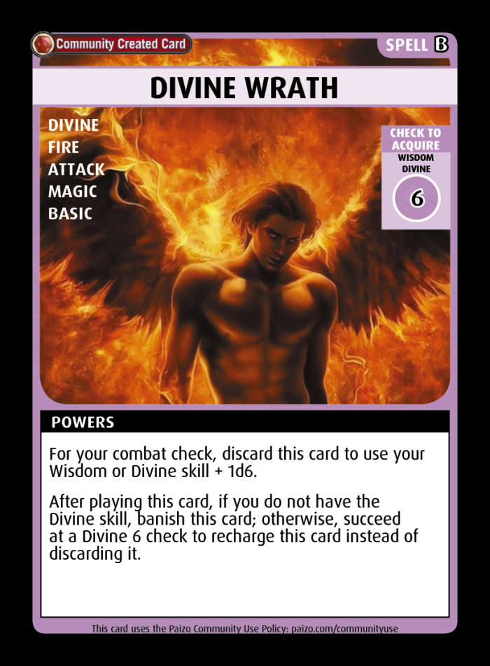 Divine Wrath - Custom Card - Paizo | Pathfinder Adventure Card Game ...