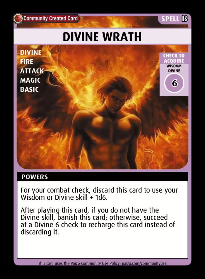 Divine Wrath - Custom Card - Paizo | Pathfinder Adventure Card Game ...