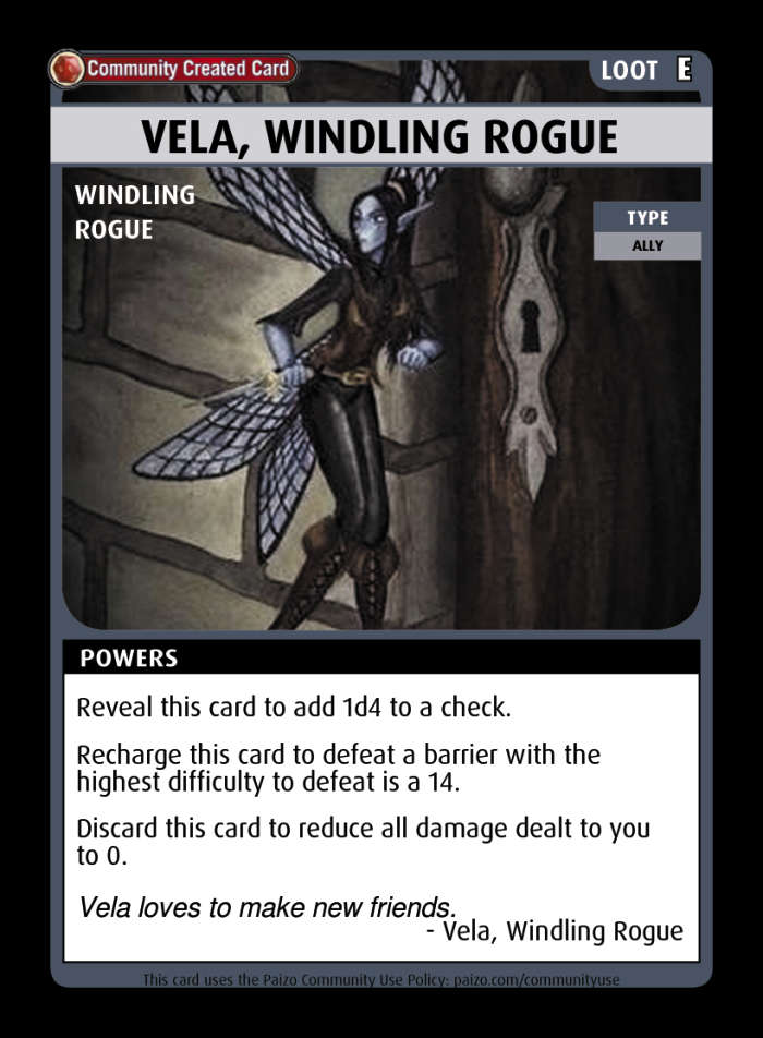 Vela, Windling Rogue - Custom Card - Paizo | Pathfinder Adventure Card ...