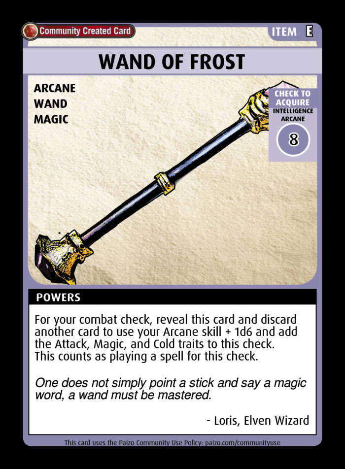Wand Of Frost - Custom Card - Paizo | Pathfinder Adventure Card Game ...