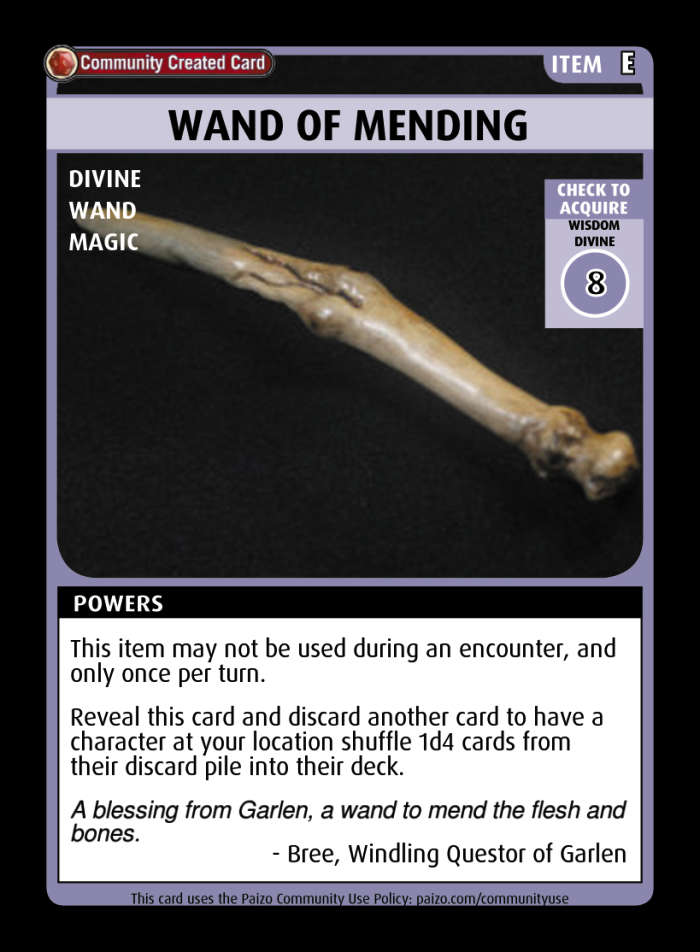 Wand Of Mending - Custom Card - Paizo | Pathfinder Adventure Card Game ...