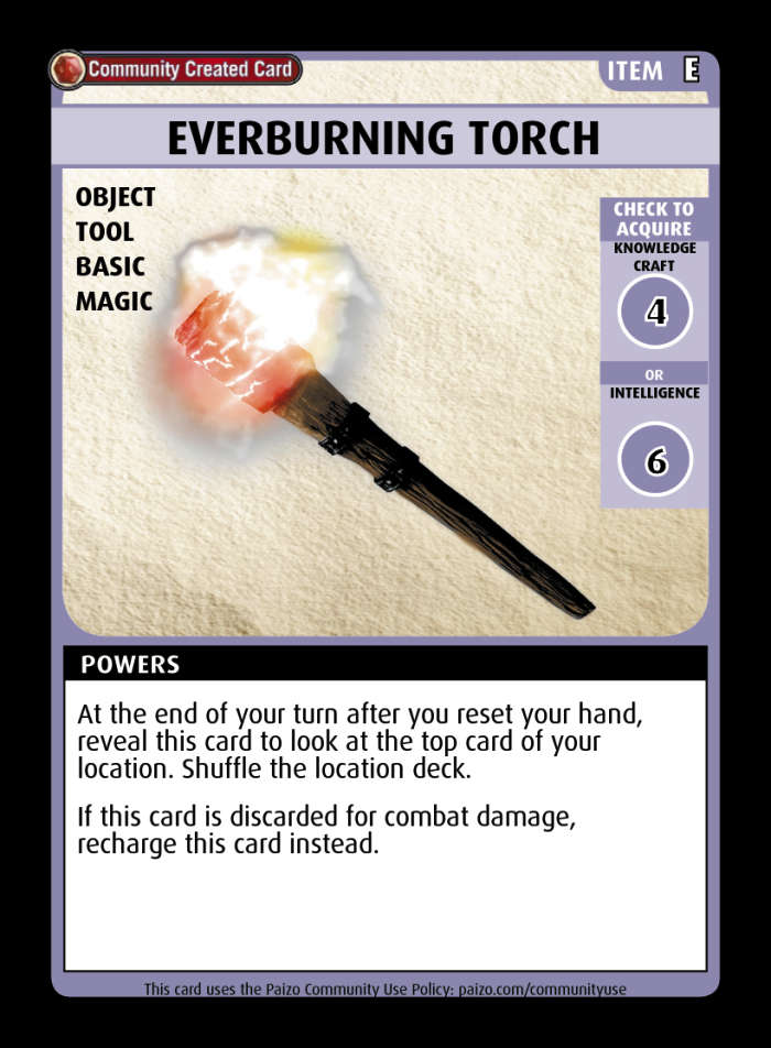 Everburning Torch - Custom Card - Paizo | Pathfinder Adventure Card ...
