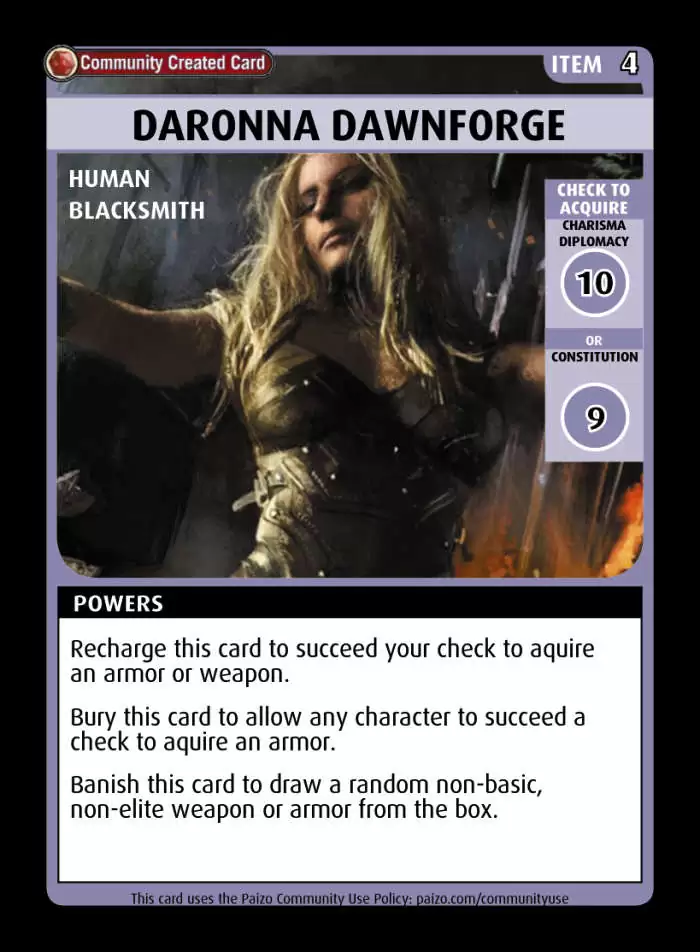 Daronna Dawnforge - Custom Card - Paizo | Pathfinder Adventure Card Game Community Cards ...