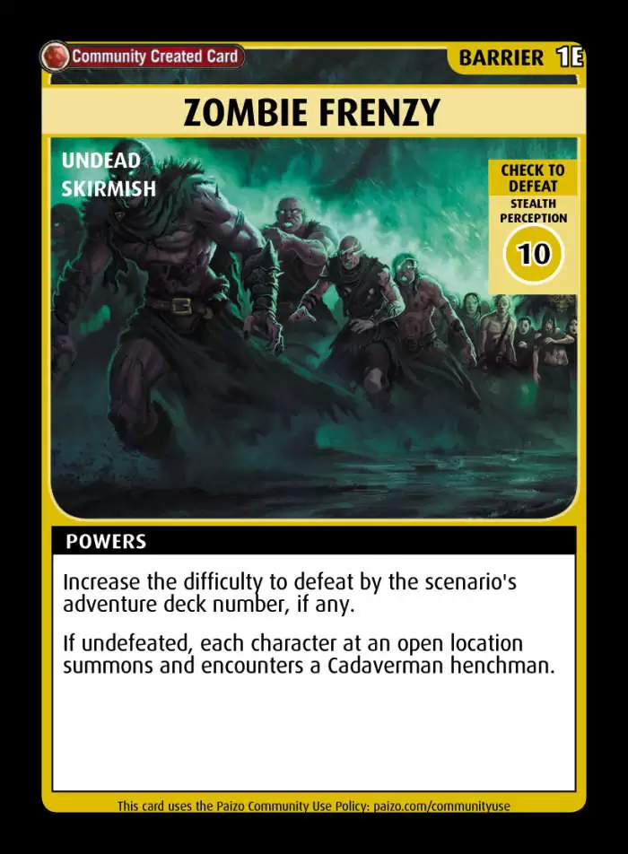 Zombie Frenzy - Custom Card - Paizo | Pathfinder Adventure Card Game ...