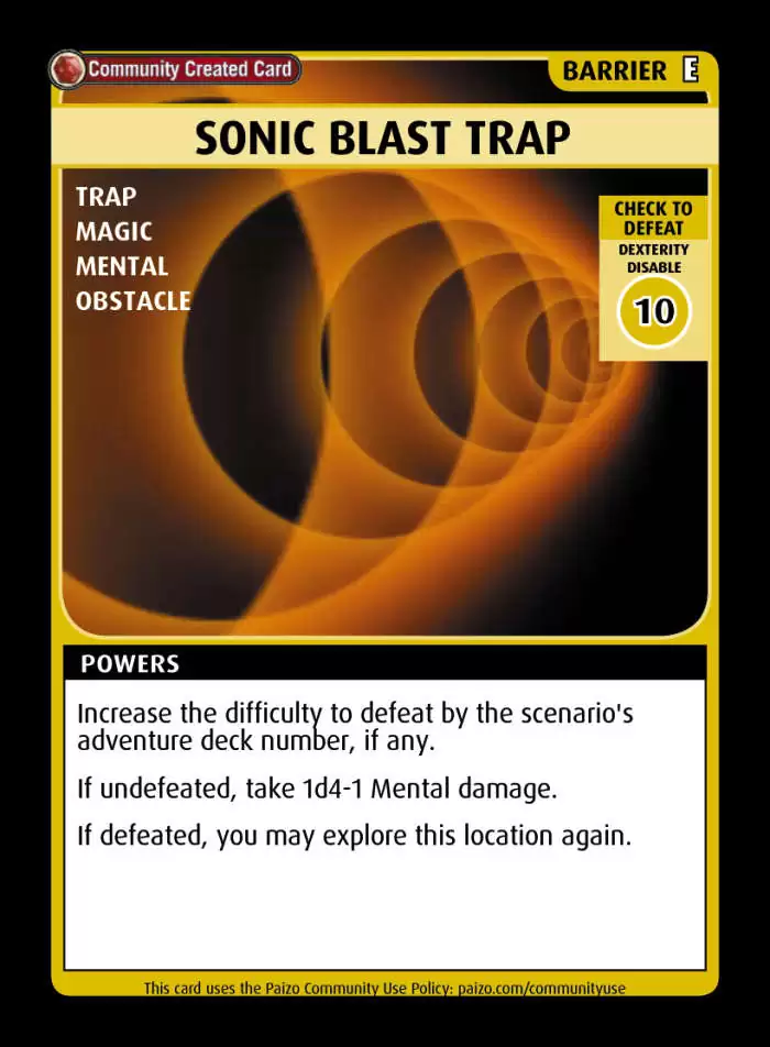 Sonic Blast Trap - Custom Card - Paizo | Pathfinder Adventure Card Game ...