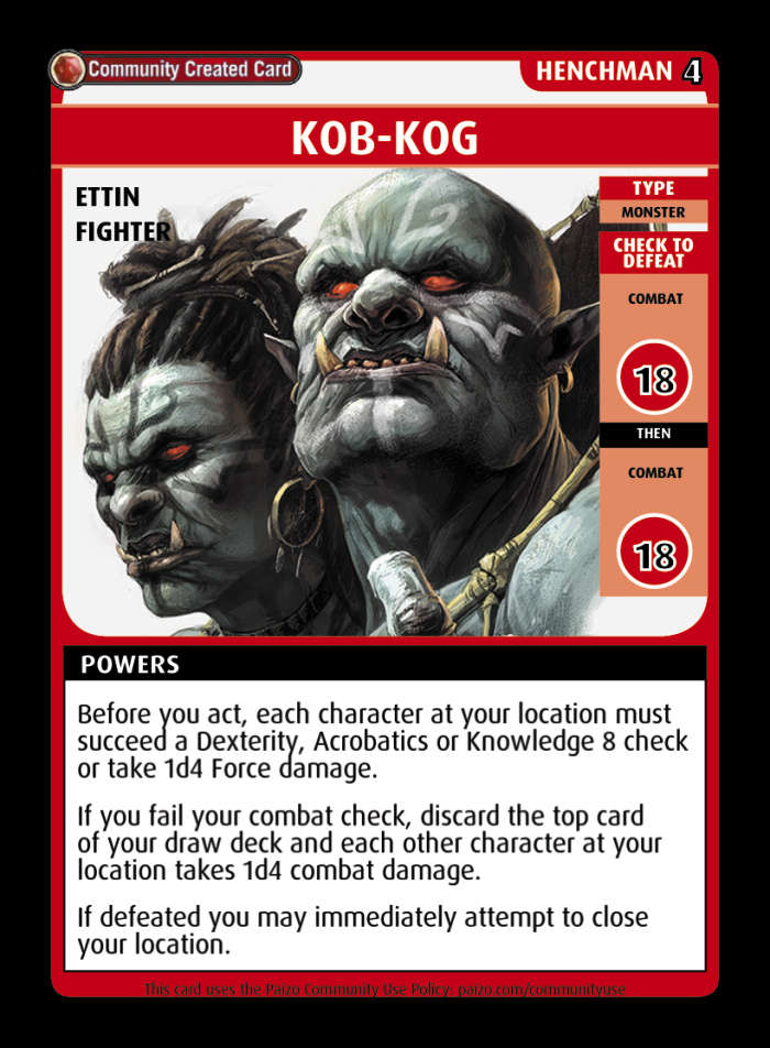 Kob-kog - Custom Card - Paizo | Pathfinder Adventure Card Game ...