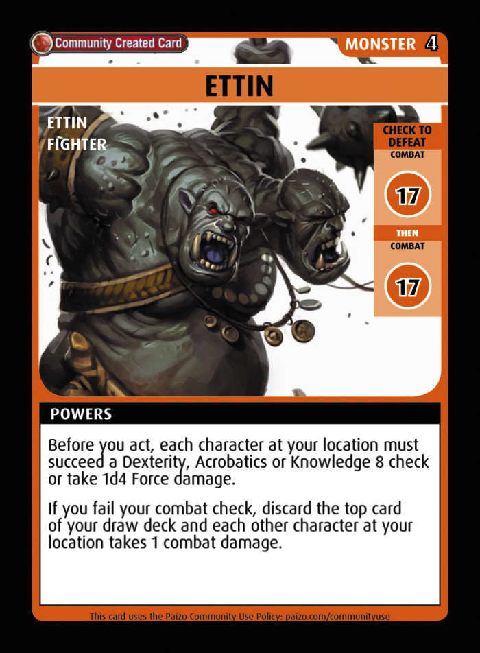 Ettin - Custom Card - Paizo | Pathfinder Adventure Card Game Community ...