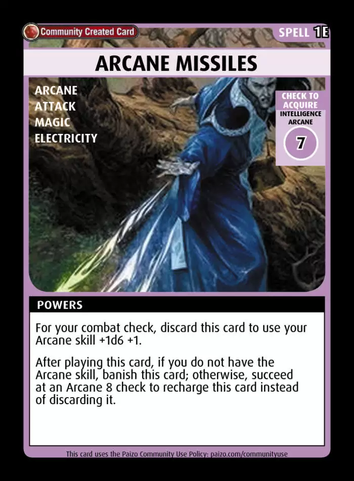 Arcane Missiles - Custom Card - Paizo | Pathfinder Adventure Card Game ...