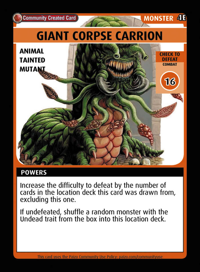 Giant Corpse Carrion - Custom Card - Paizo | Pathfinder Adventure Card ...