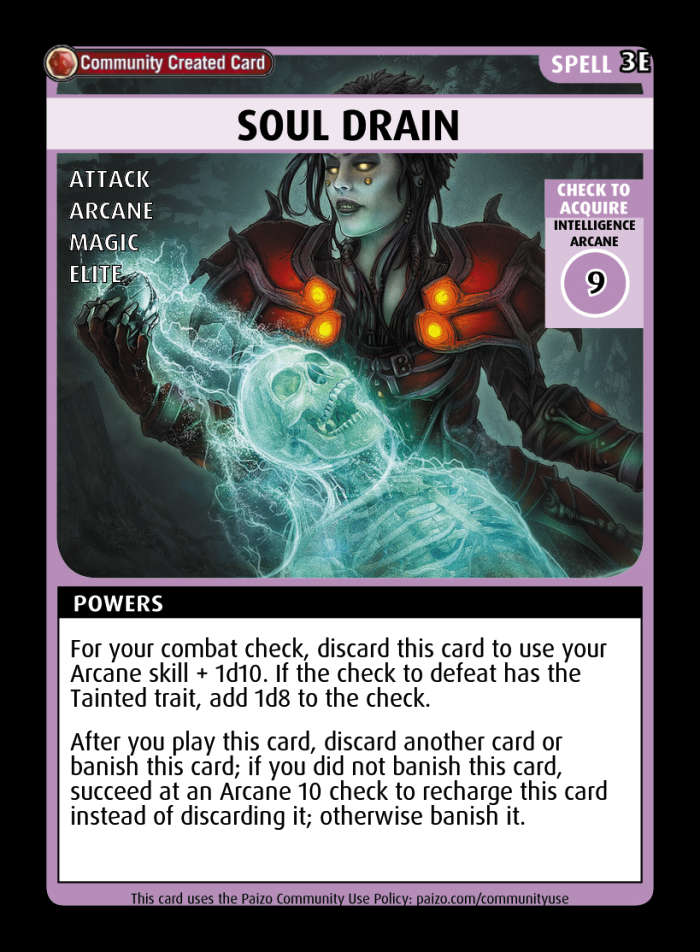 Soul Drain - Custom Card - Paizo | Pathfinder Adventure Card Game ...
