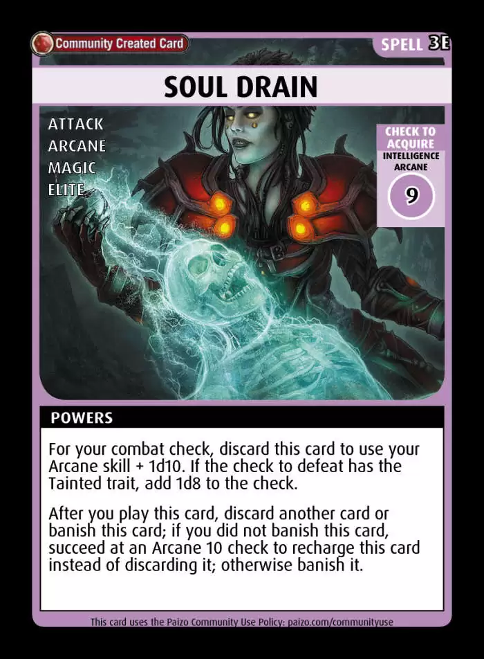 Soul Drain - Custom Card - Paizo | Pathfinder Adventure Card Game ...