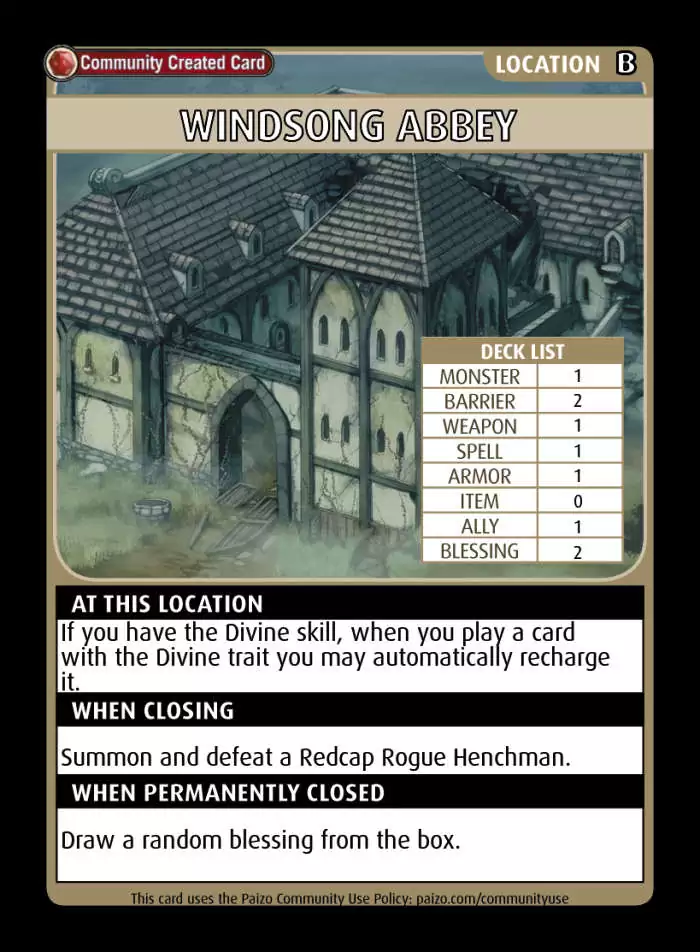 Windsong Abbey - Custom Card - Paizo | Pathfinder Adventure Card Game ...