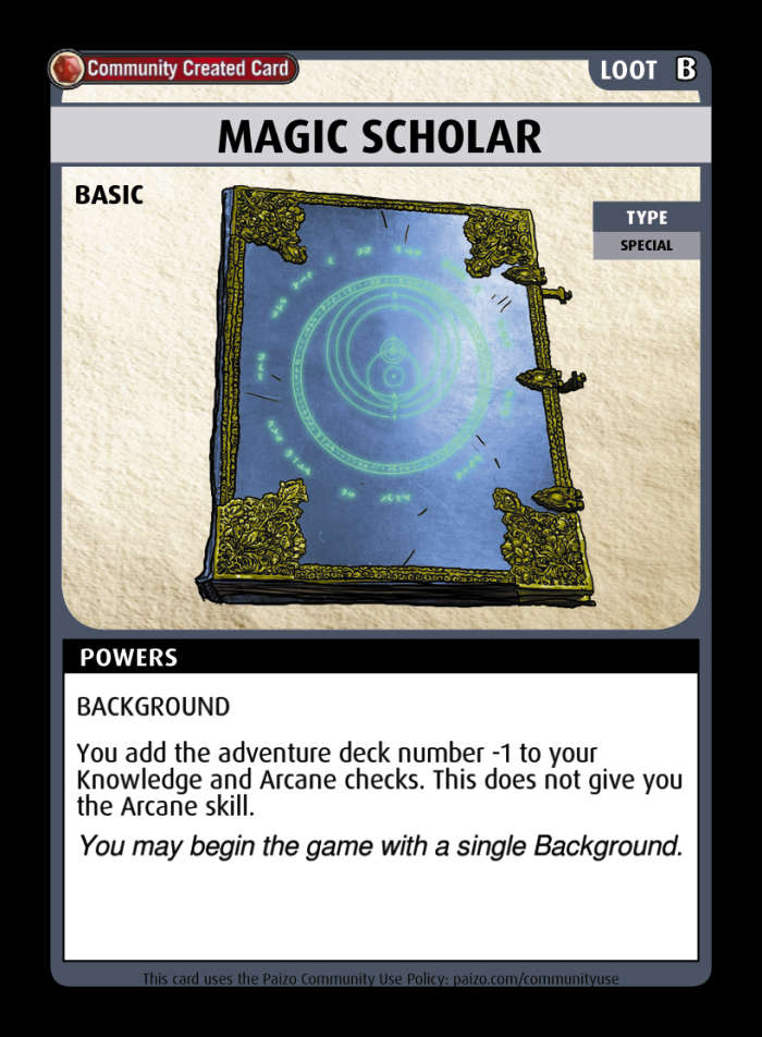 Magic Scholar - Custom Card - Paizo | Pathfinder Adventure Card Game ...