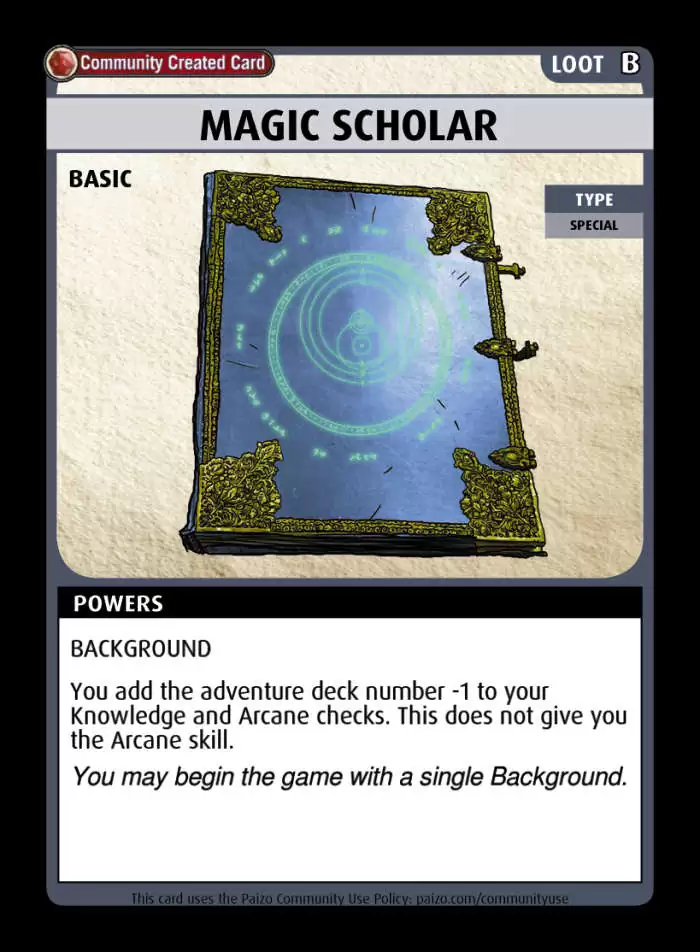 Magic Scholar - Custom Card - Paizo | Pathfinder Adventure Card Game ...
