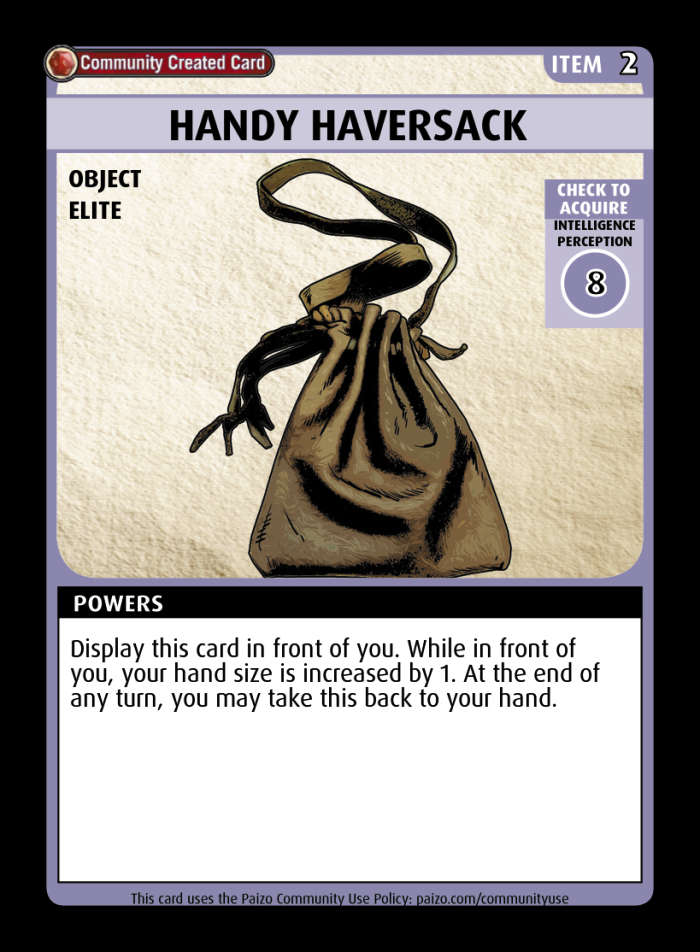 Handy Haversack - Custom Card - Paizo | Pathfinder Adventure Card Game Community Cards ...
