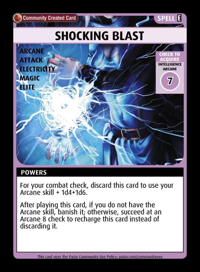 Shocking Blast - Custom Card - Paizo | Pathfinder Adventure Card Game ...