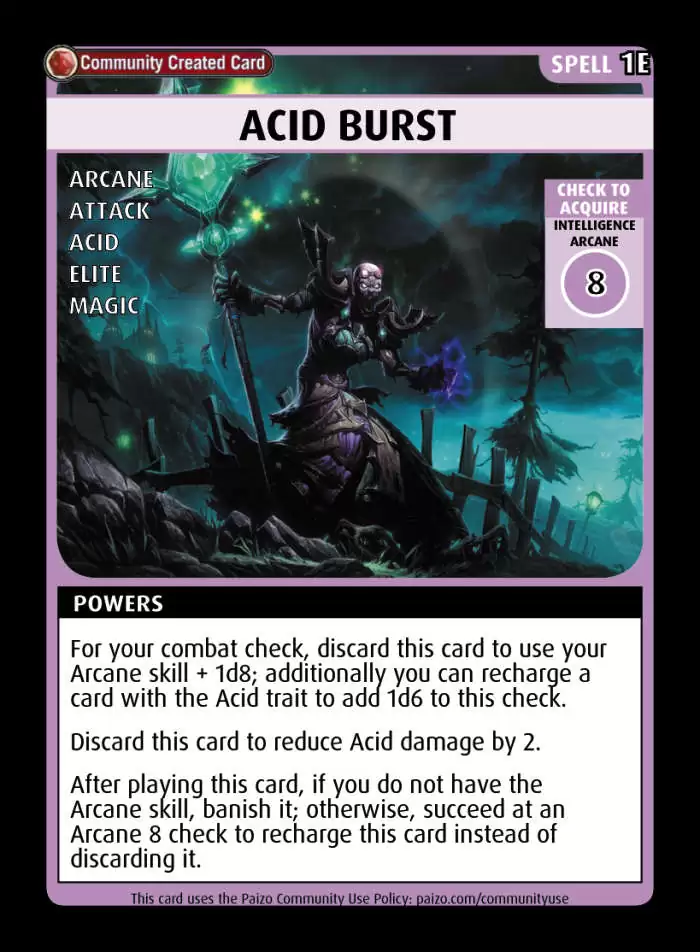 Acid Burst - Custom Card - Paizo | Pathfinder Adventure Card Game ...