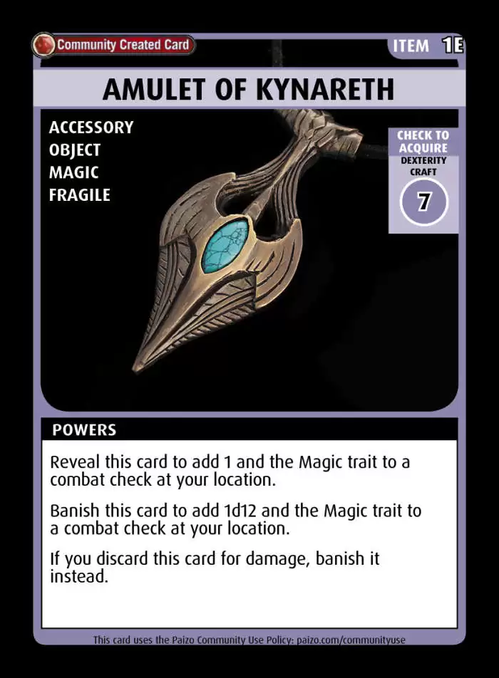 Amulet Of Kynareth - Custom Card - Paizo | Pathfinder Adventure Card ...