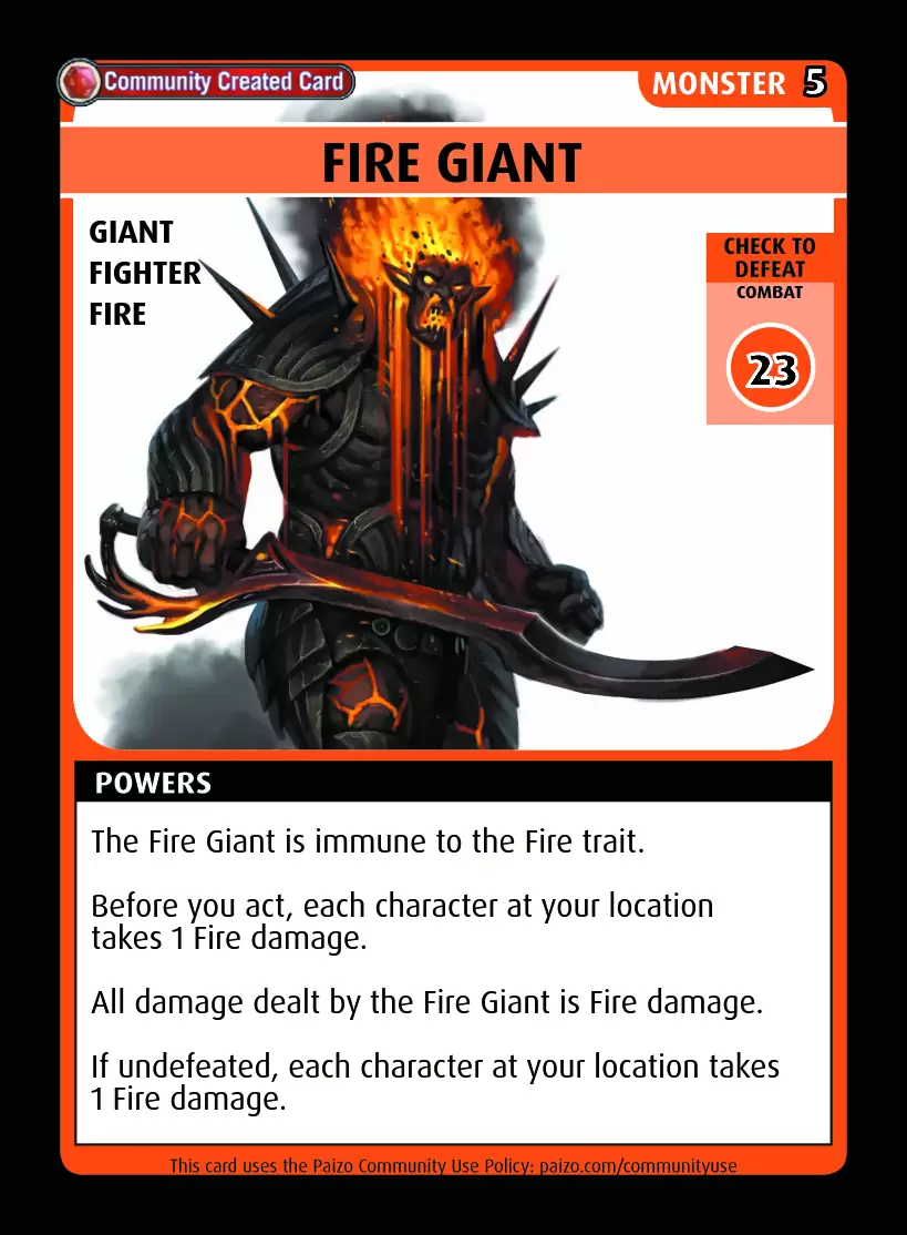 Fire Giant - Custom Card - Paizo | Pathfinder Adventure Card Game ...