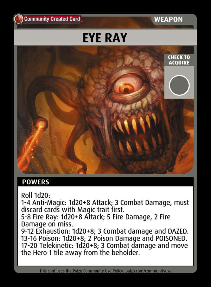 Eye Ray - Custom Card - Paizo | Pathfinder Adventure Card Game ...