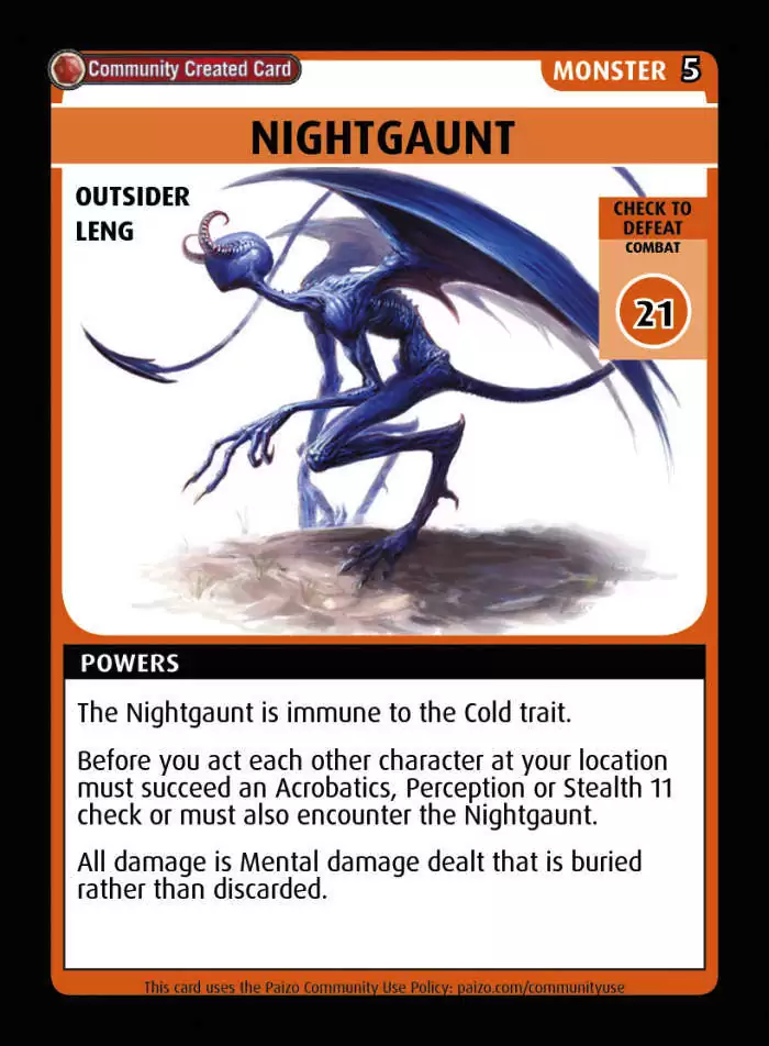 Nightgaunt - Custom Card - Paizo | Pathfinder Adventure Card Game ...