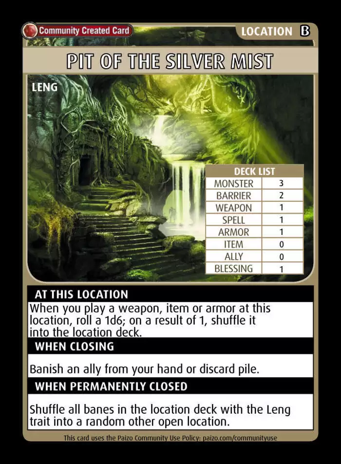 Pit Of The Silver Mist - Custom Card - Paizo | Pathfinder Adventure ...